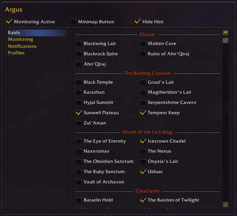 Argus : Raid Mods : World of Warcraft AddOns