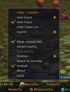 FuBar TraxieFu : Discontinued and Outdated Mods : World of Warcraft AddOns