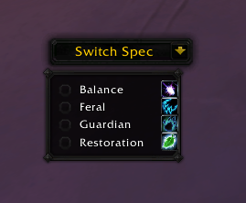 Switch Spec Menu : Miscellaneous : World of Warcraft AddOns