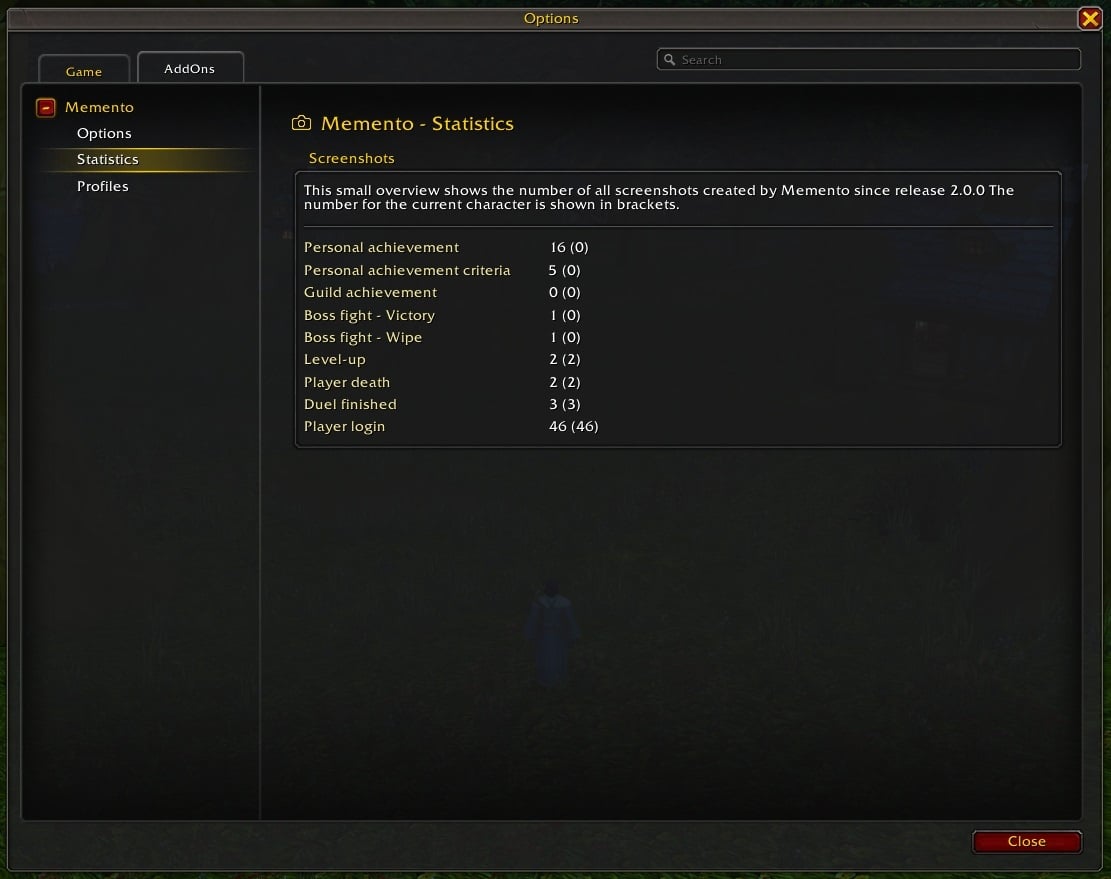 Memento (Screenshot) : Miscellaneous : World of Warcraft AddOns