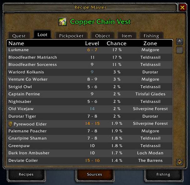 Recipe Master (Cataclysm) : Character Advancement : World of Warcraft ...