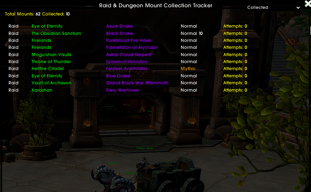 Raid & Dungeon Mount Collection Tracker Collector's Bounty Event : Mounts & Pets : World of ...