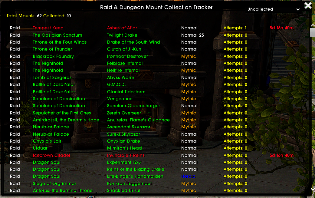 Raid & Dungeon Mount Collection Tracker Collector's Bounty Event ...