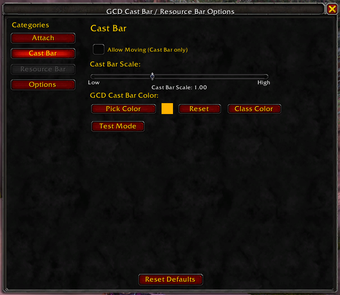 GCD Cast Bar : Casting Bars, Cooldowns : World of Warcraft AddOns
