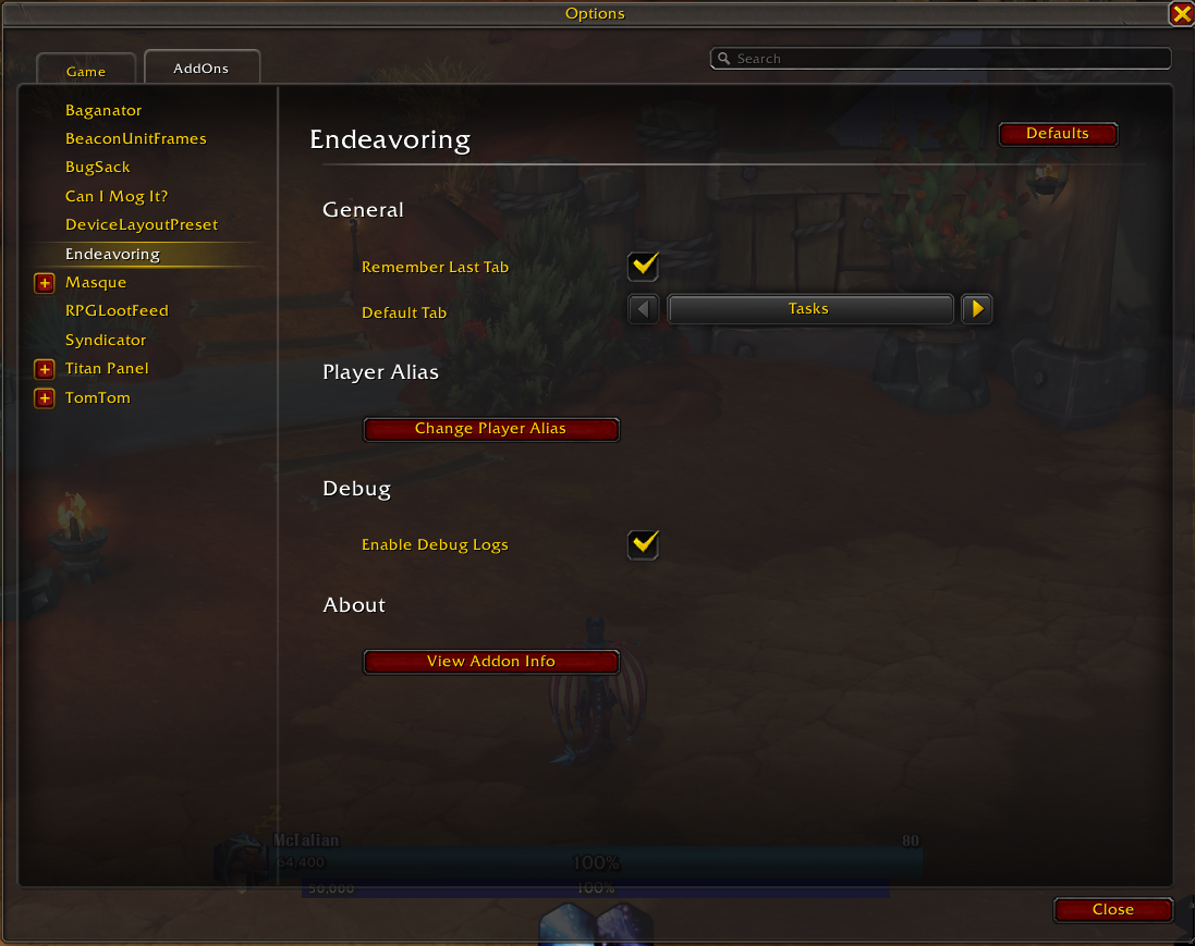 Endeavoring : Miscellaneous : World of Warcraft AddOns